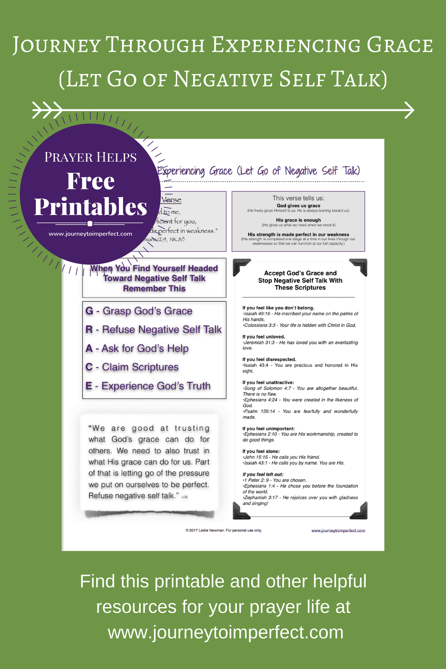 Experience Grace Printable Pin | Journey to Imperfect